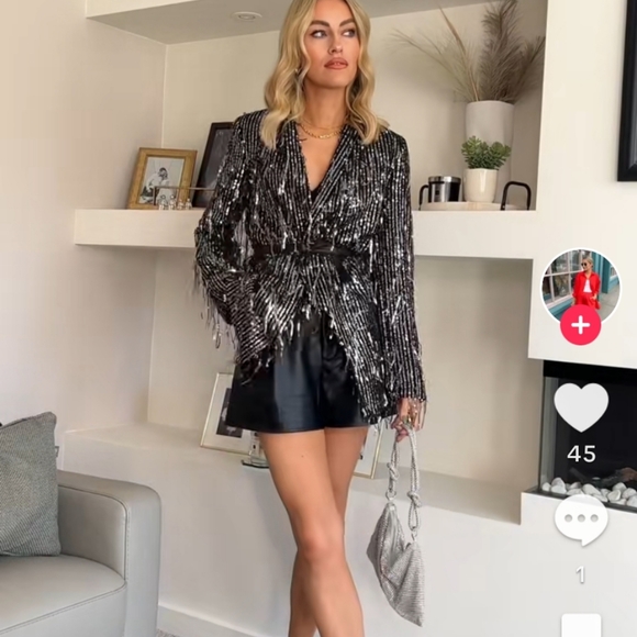 Zara | Jackets & Coats | Zara Fringed Sequin Blazer | Poshmark